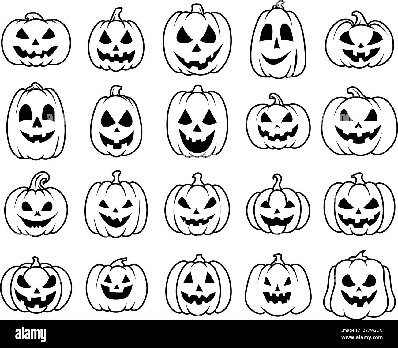Set pumpkins faces black Stock Vector Images - Alamy