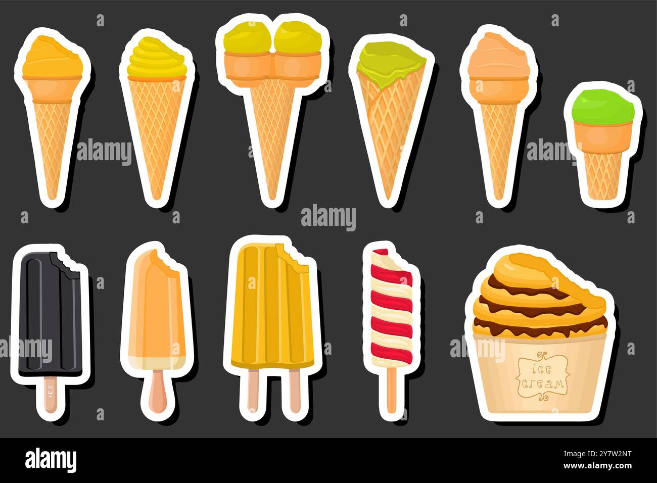 Big colorful set different forms natural dessert ice cream of ...