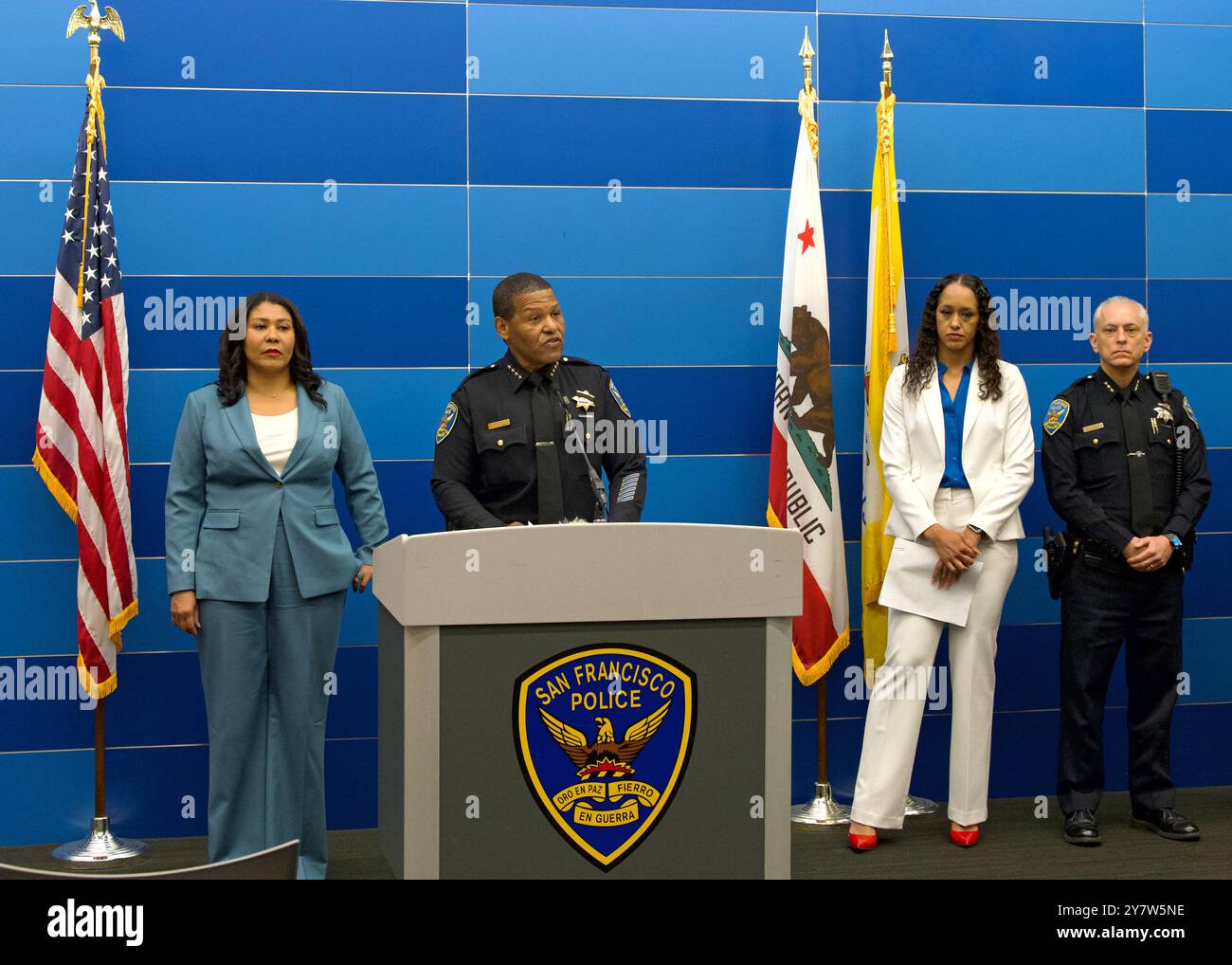 San Francisco, CA - Aug 6, 2024: Police Chief William Scott speaking at ...