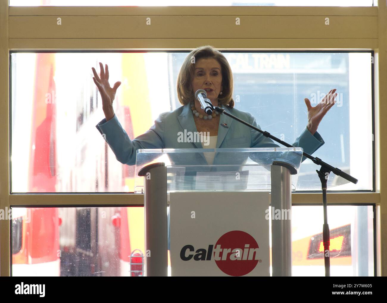 San Francisco, CA - Aug 10, 2024: Emerita Nancy Pelosi speaking at a ...