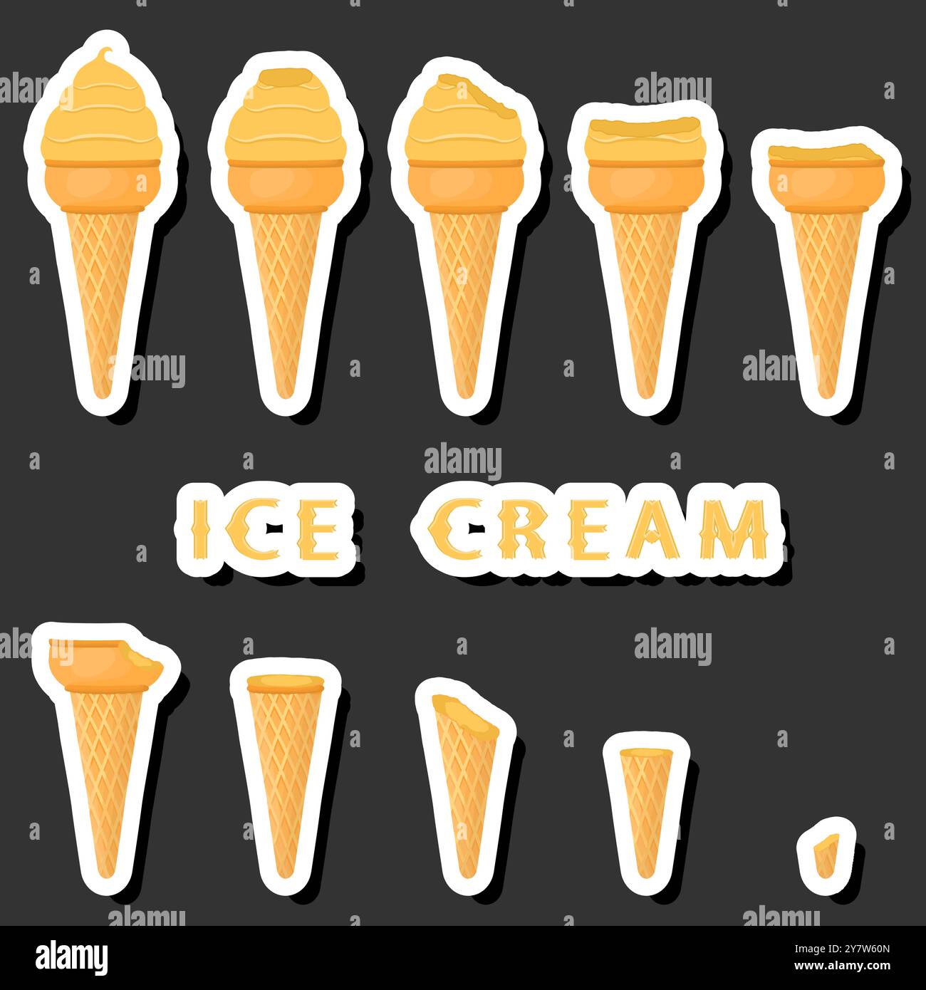 Big colorful set different forms natural dessert ice cream of ...