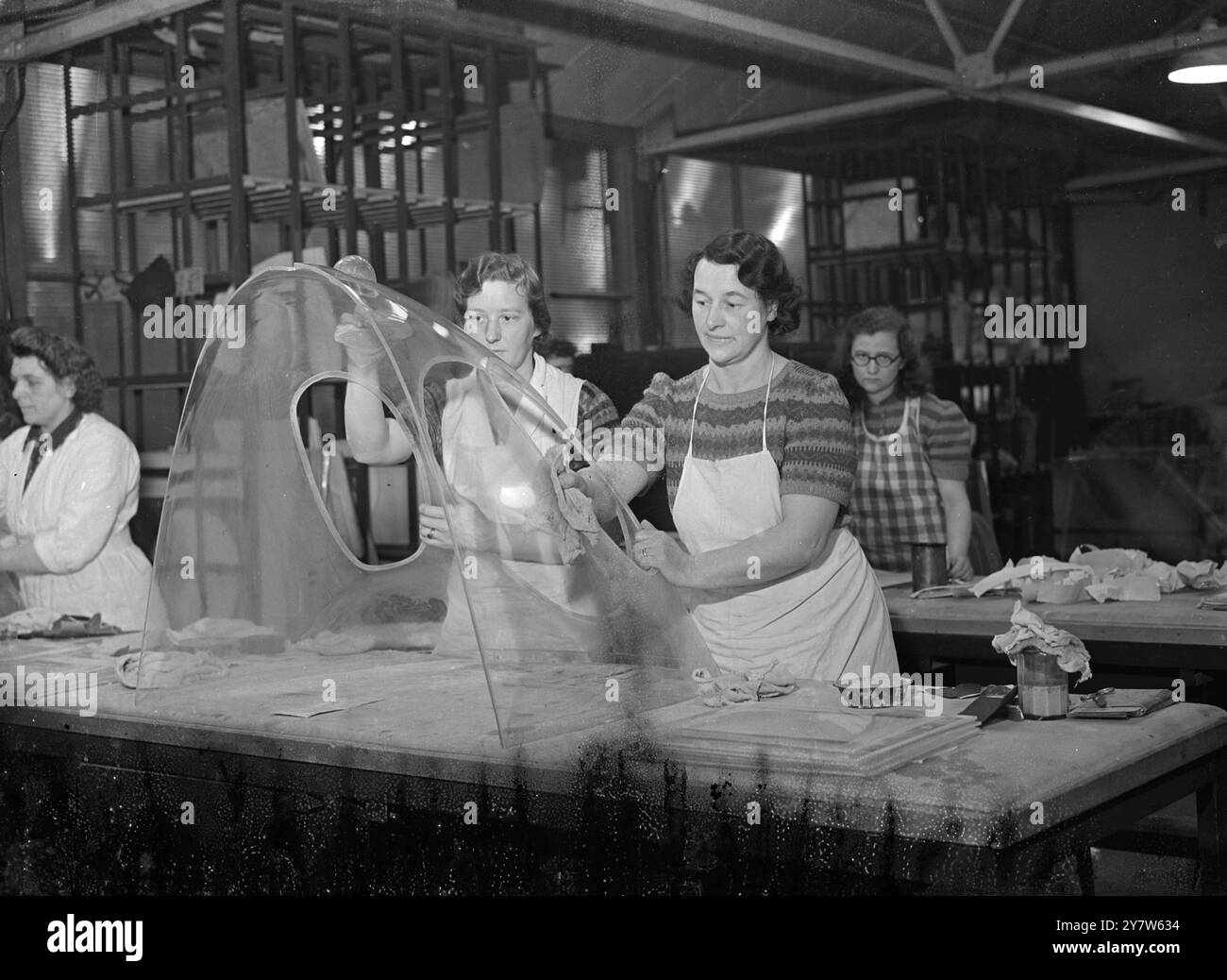 BUILDING THE BRITISH HALIFAX BOMBER Photo Shows: Mrs Beatrice Hill, who ...