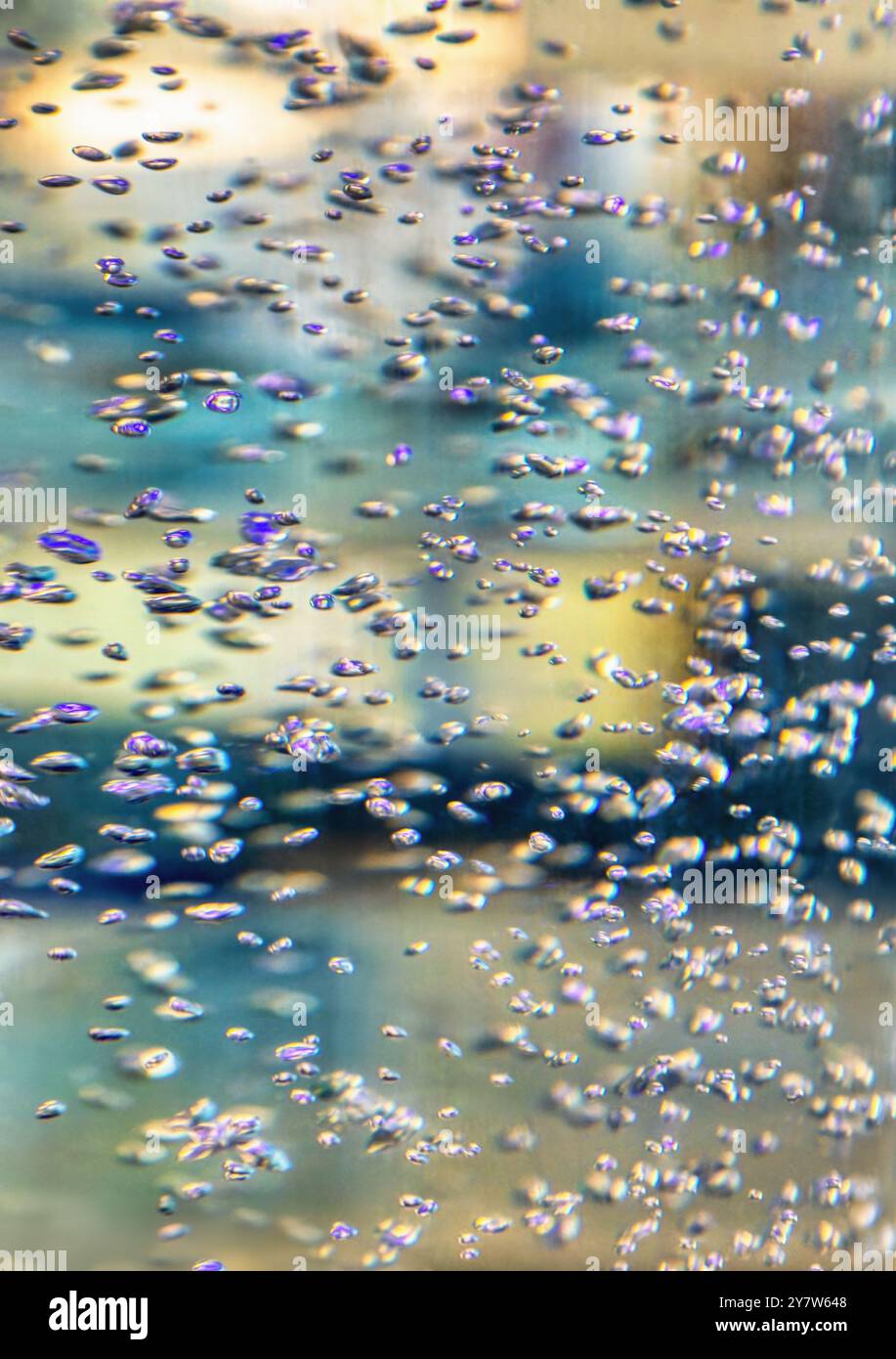 motion blur of air bubbles coming to the surface, purified reverse ...