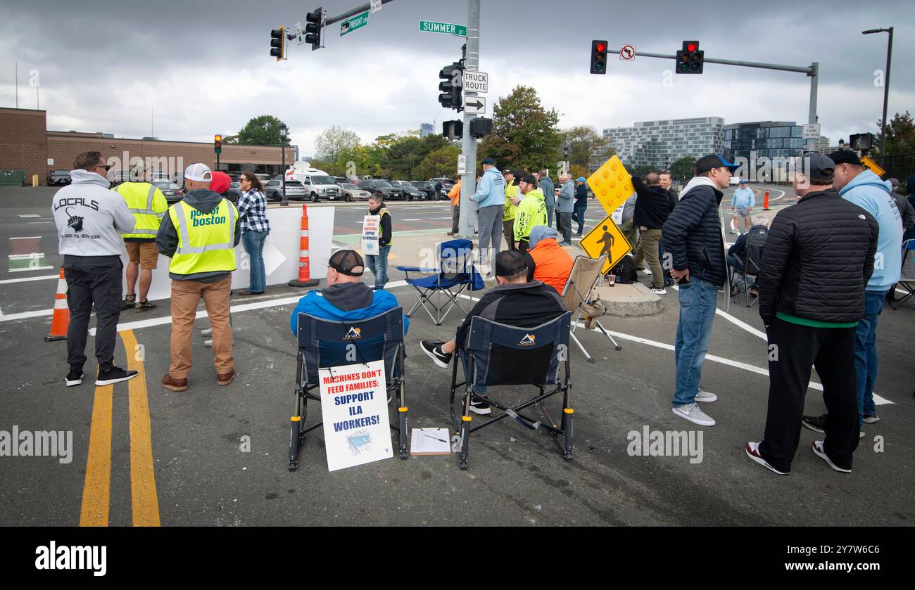 ILA Dockworkers strike, Conley Container Terminal, Boston ...