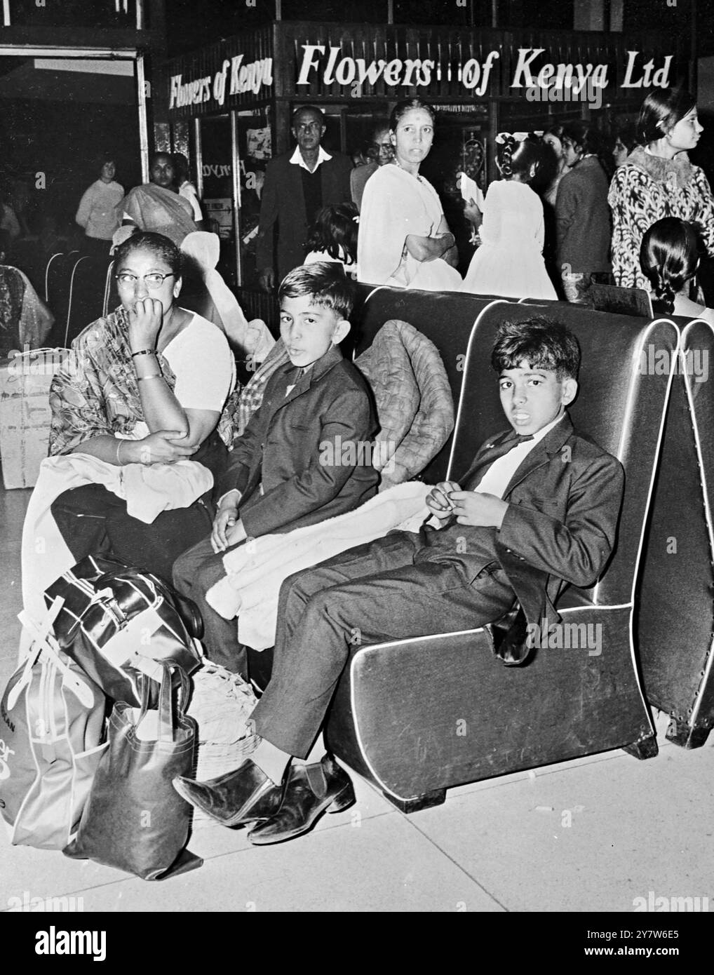 The lounge at Nairobi Airport is thronged with Asians, 9 February 1968 ...