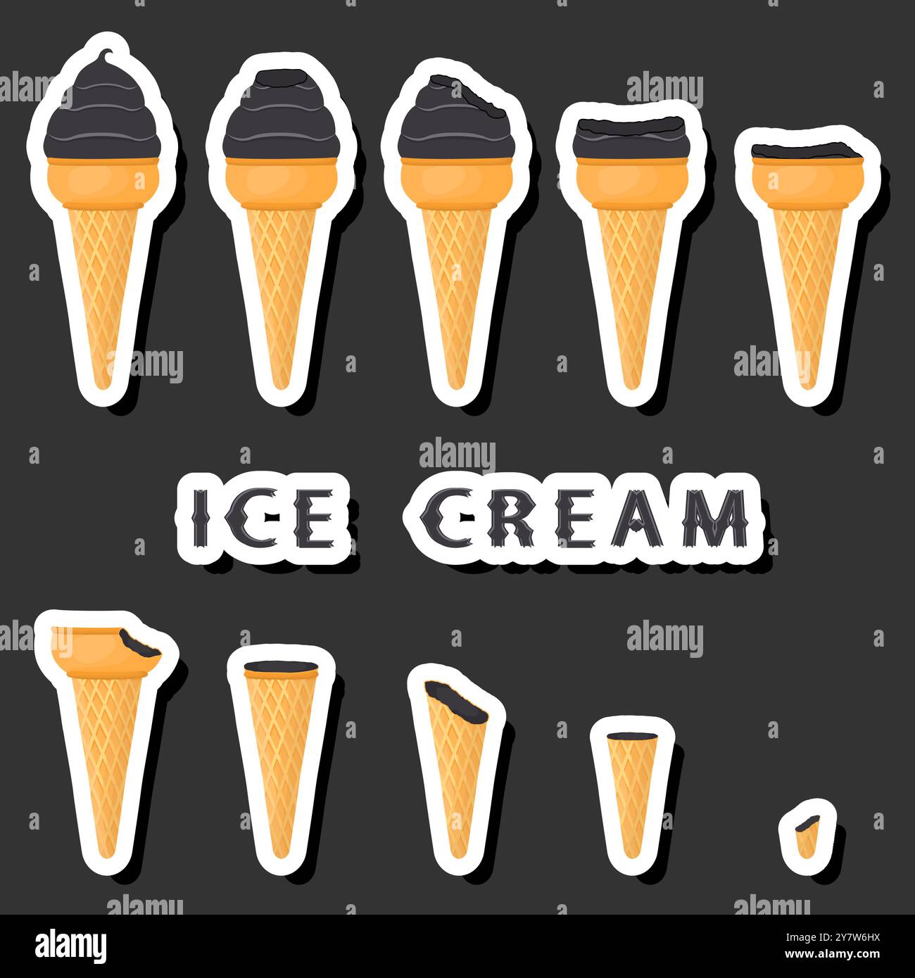 Big colorful set different forms natural dessert ice cream of ...