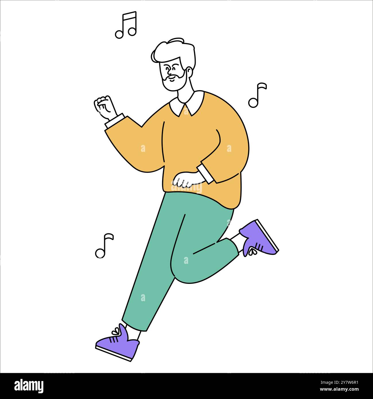 Joyful dance concept. An animated figure expressing happiness with a ...