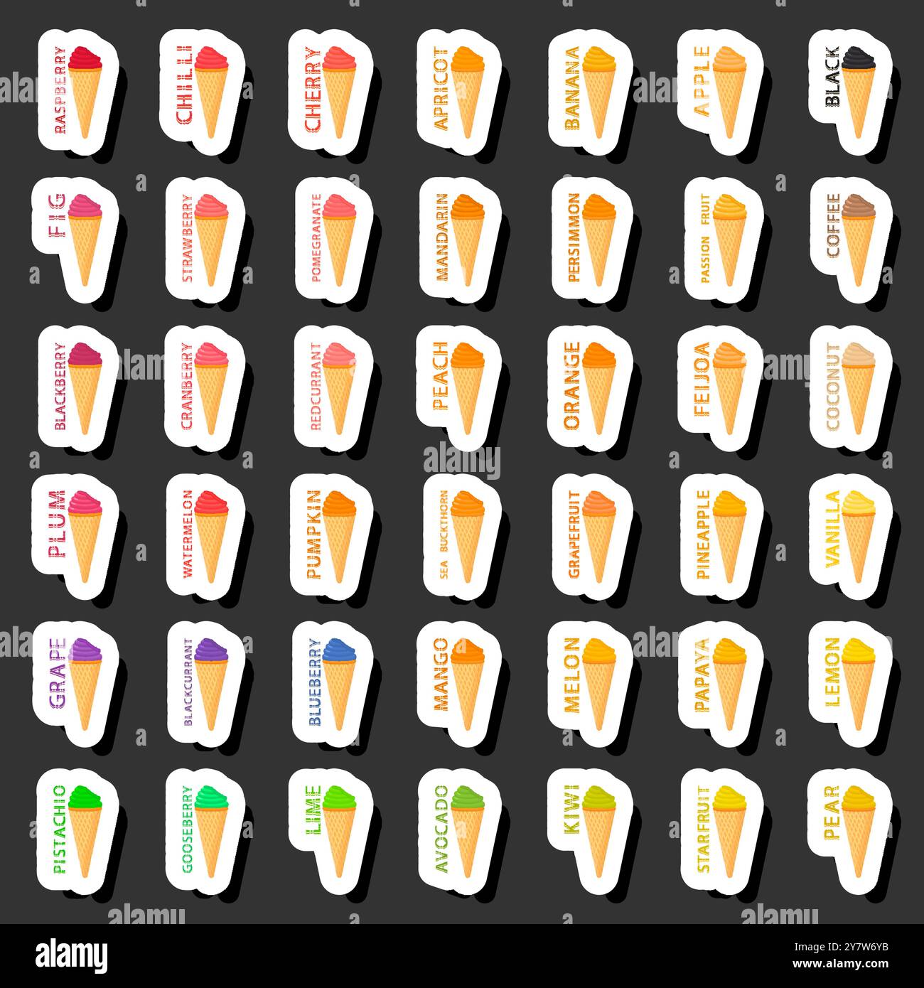 Big colorful set different forms natural dessert ice cream of ...