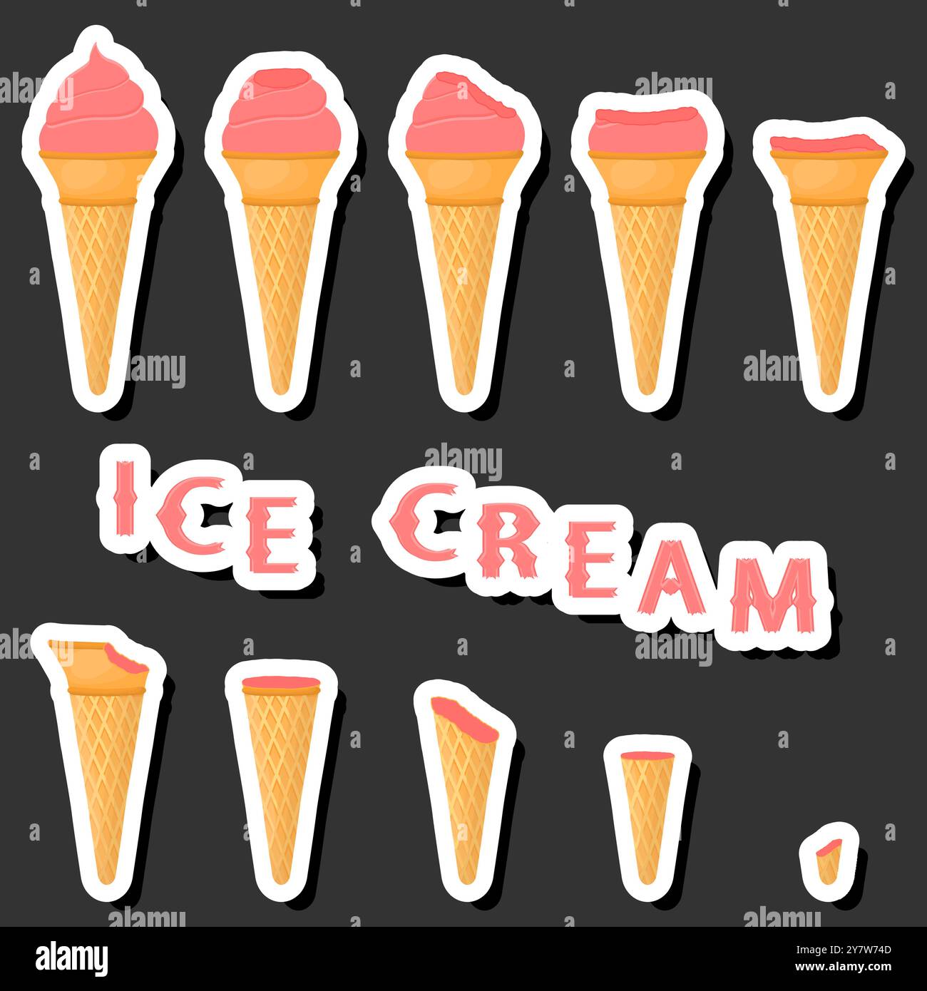 Big colorful set different forms natural dessert ice cream of ...