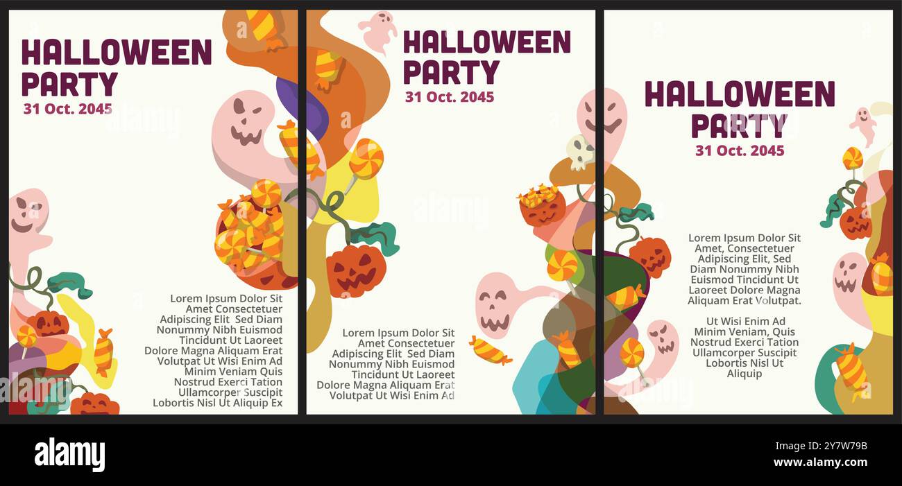 Creepy Monster Halloween Party Banner concept. abstract geometric ...