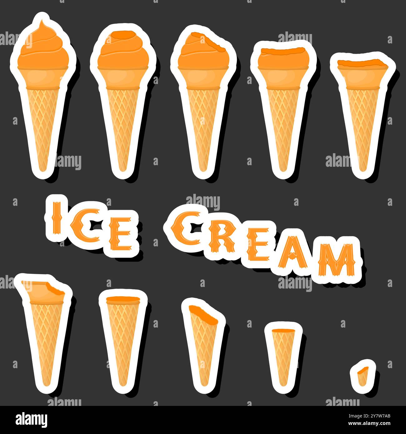 Big colorful set different forms natural dessert ice cream of ...