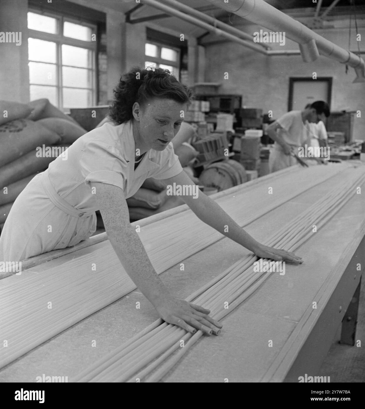 Rolling out Blackpool rock at the South Shore Rock Factory. 20 tons are ...