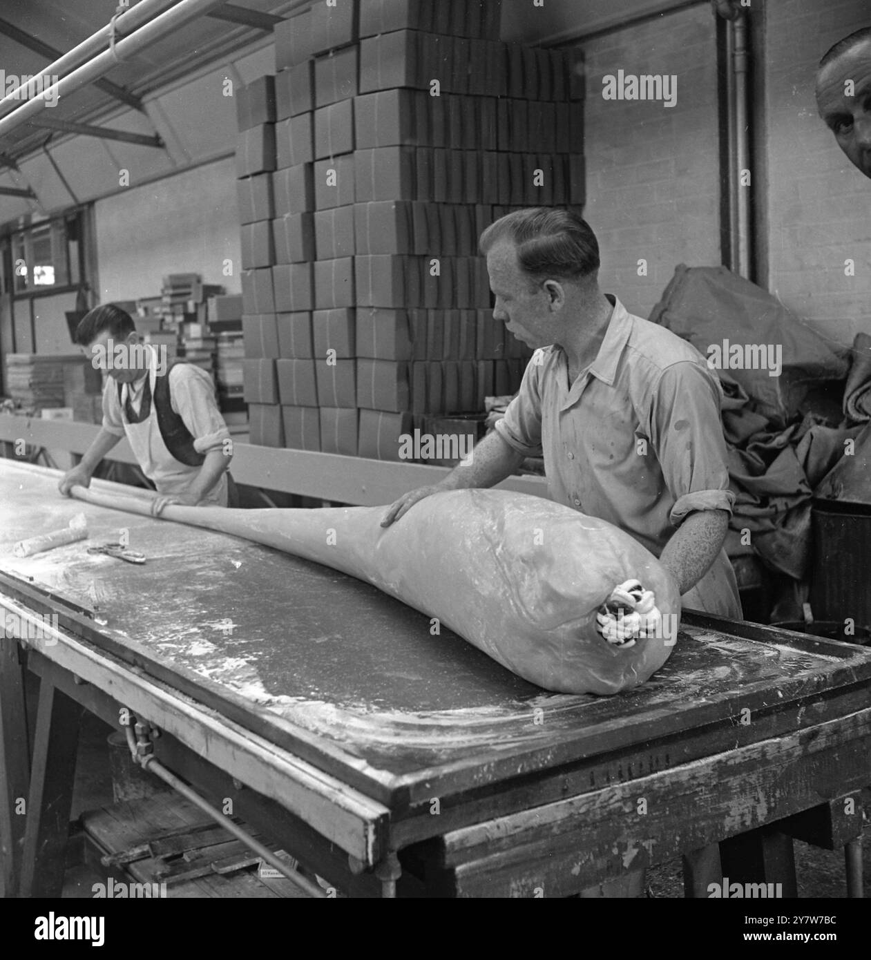 Rolling out Blackpool rock at the South Shore Rock Factory. 20 tons are ...