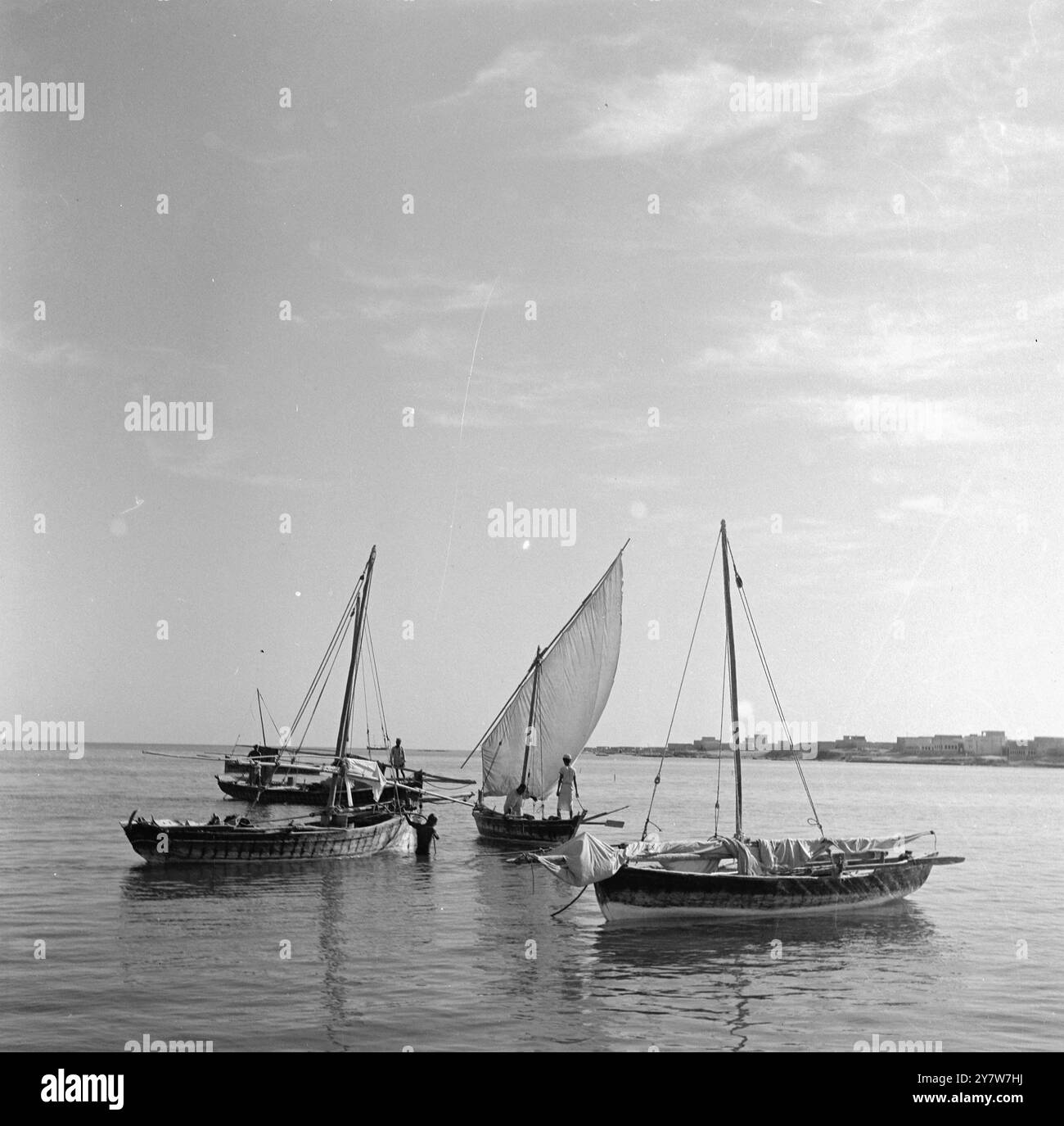 Qatar - 1954 Arab fishing boats, Doha Stock Photo - Alamy