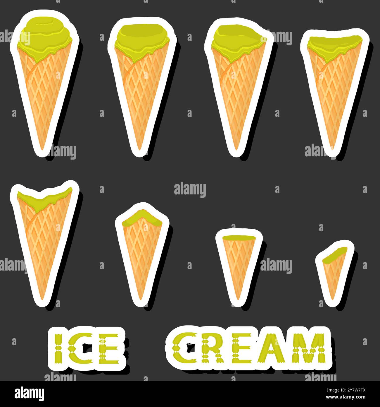 Big colorful set different forms natural dessert ice cream of ...