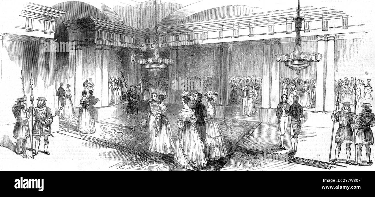 Grand state ball at Buckingham Palace , London Marble Hall 1843 Stock ...