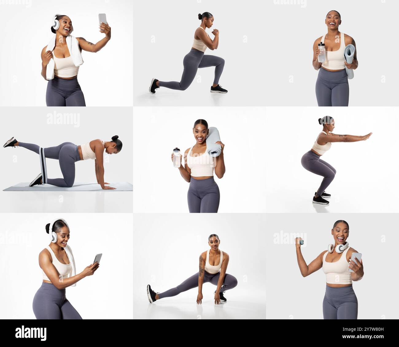 Woman performing various workouts hi-res stock photography and images ...