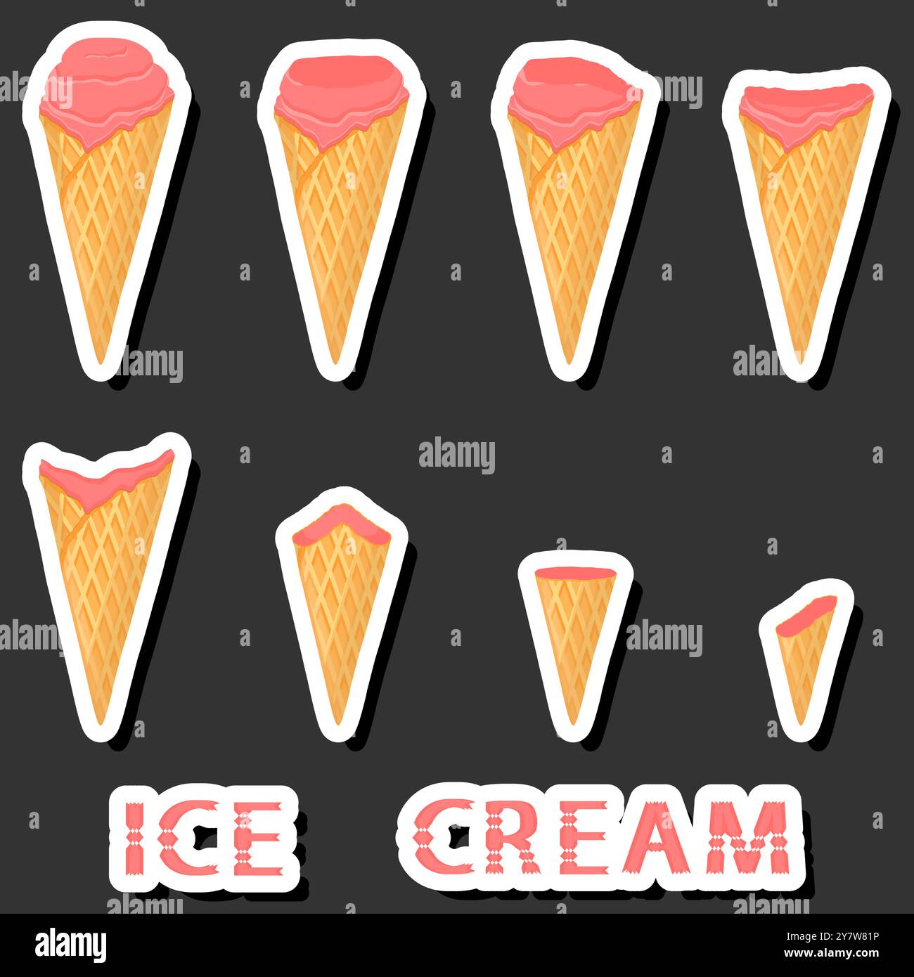 Big colorful set different forms natural dessert ice cream of ...