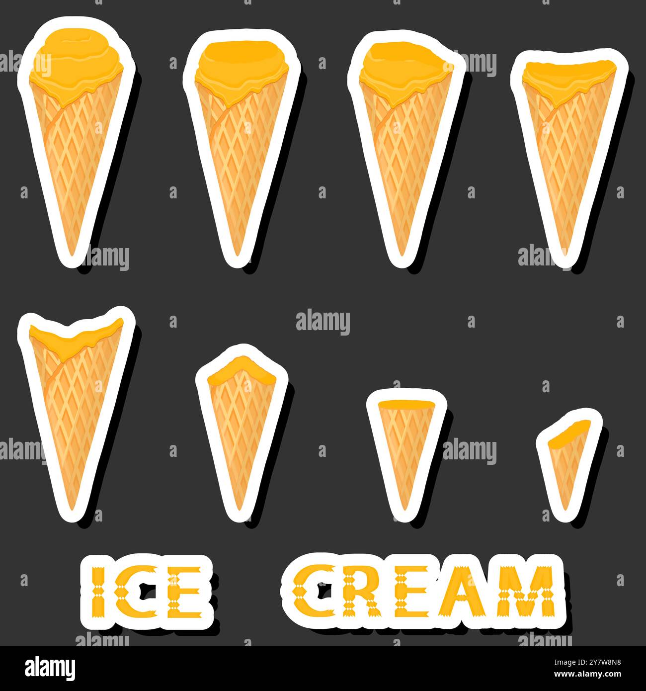 Big colorful set different forms natural dessert ice cream of ...