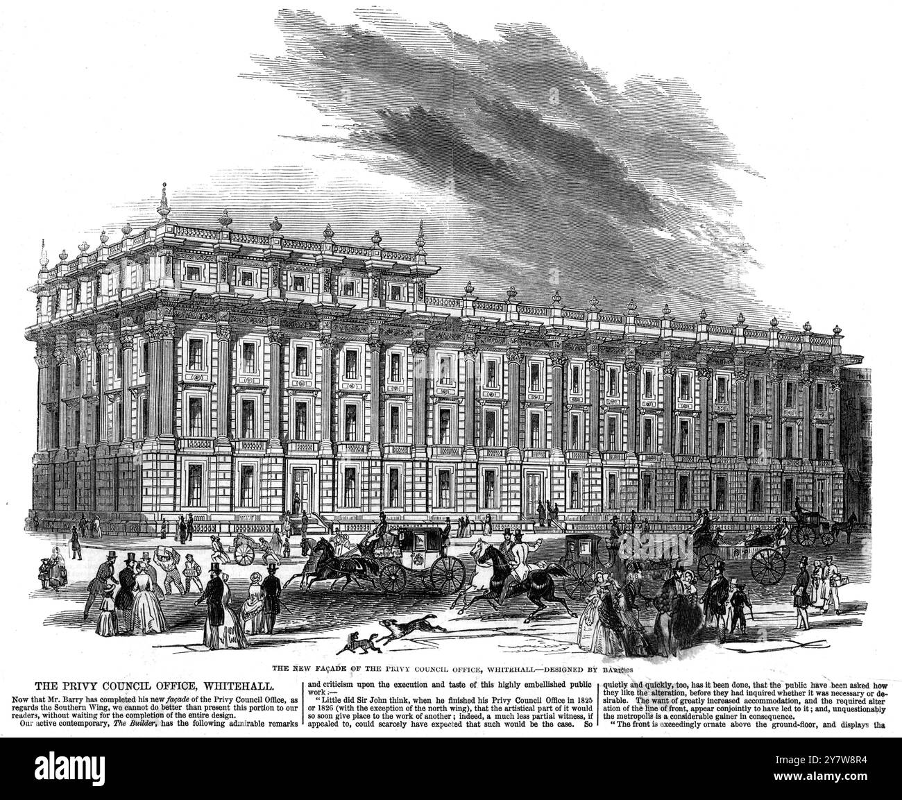 The new facade of the Privy Council office , Whitehall1846 Stock Photo ...