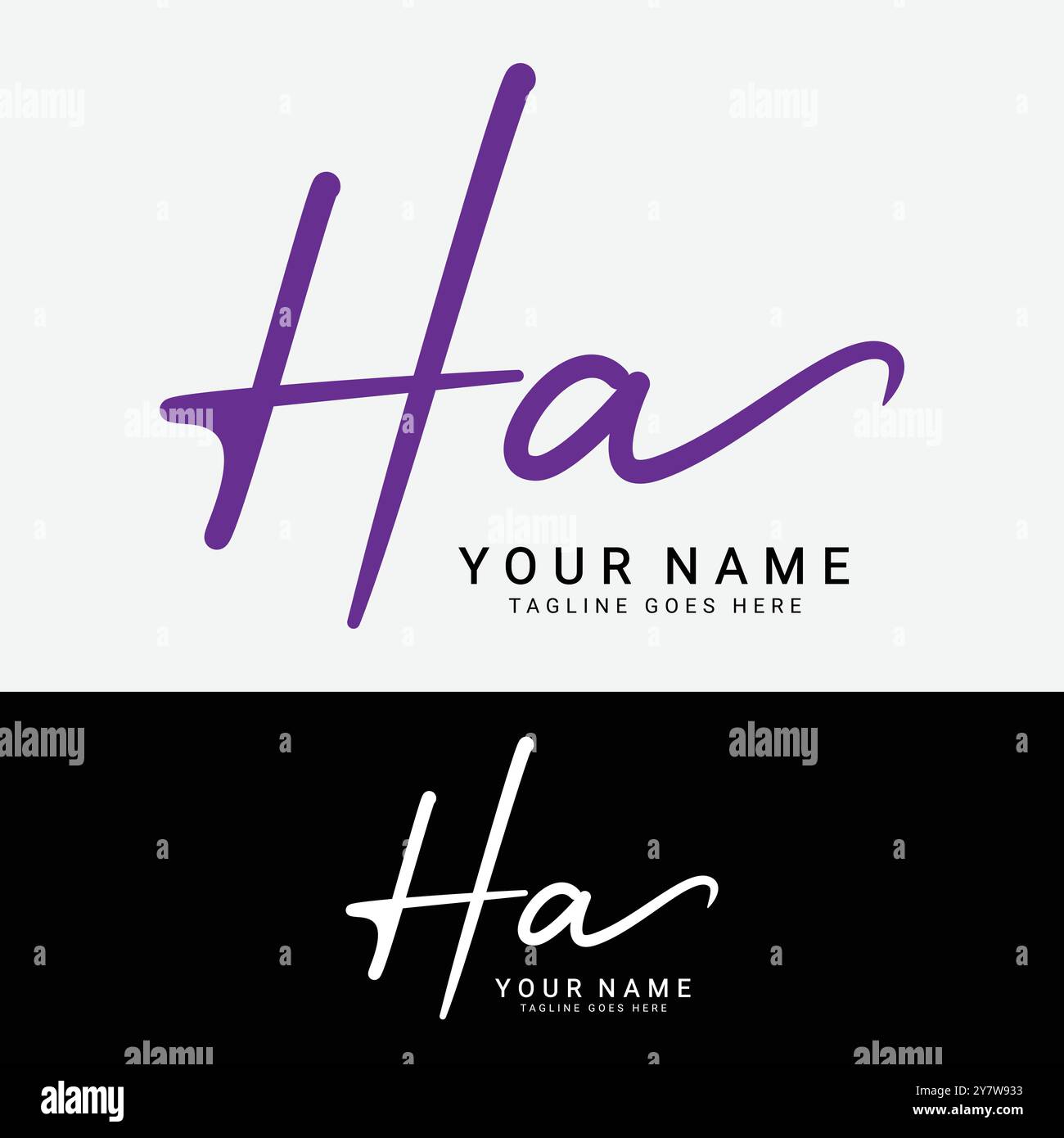 H, A, HA Initial letter logo. Alphabet HA Handwritten Signature logo ...