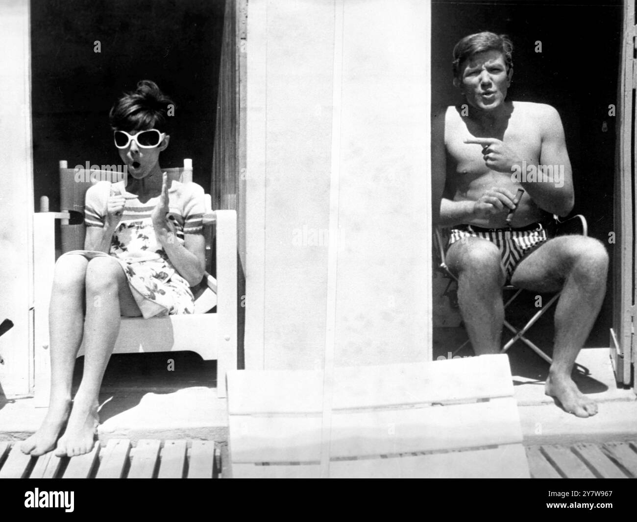 St Tropez , France : Clowning around between shots on thier new film ...