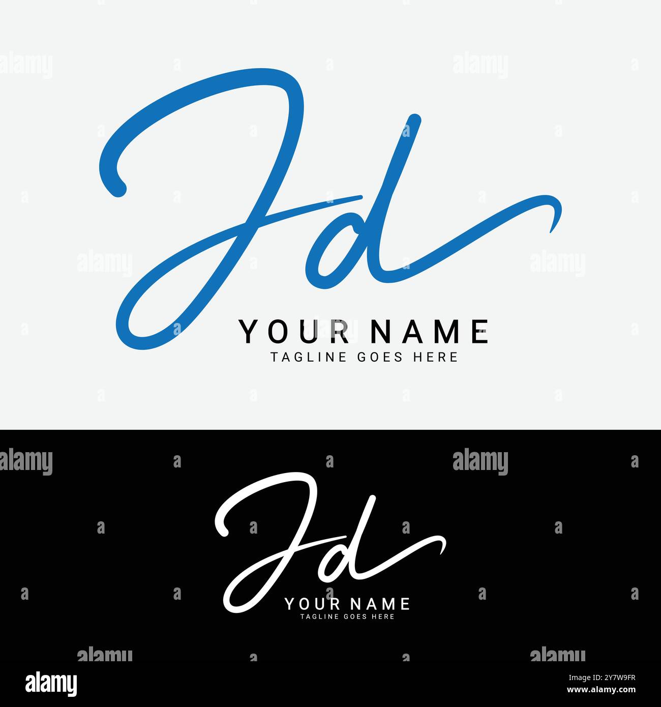 J, D, JD Initial letter logo. Alphabet JD Handwritten Signature logo ...