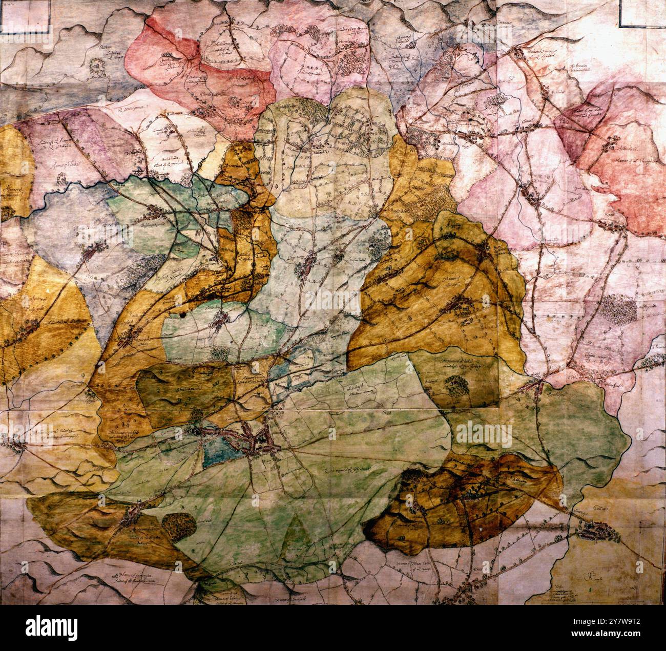 Elizabethan map of Sherborne and adjacent manors ©TopFoto Stock Photo ...