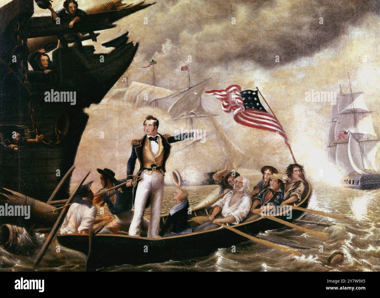 Battle of Lake Erie - Mariners Museum - this illustrates Oliver Hazard ...