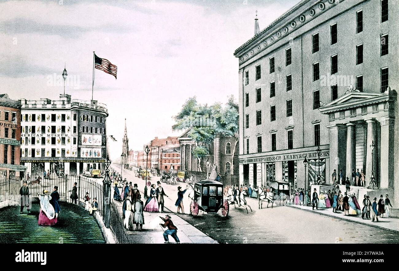 Broadway New York : Currier and Ives Print . In the Museum of the City ...