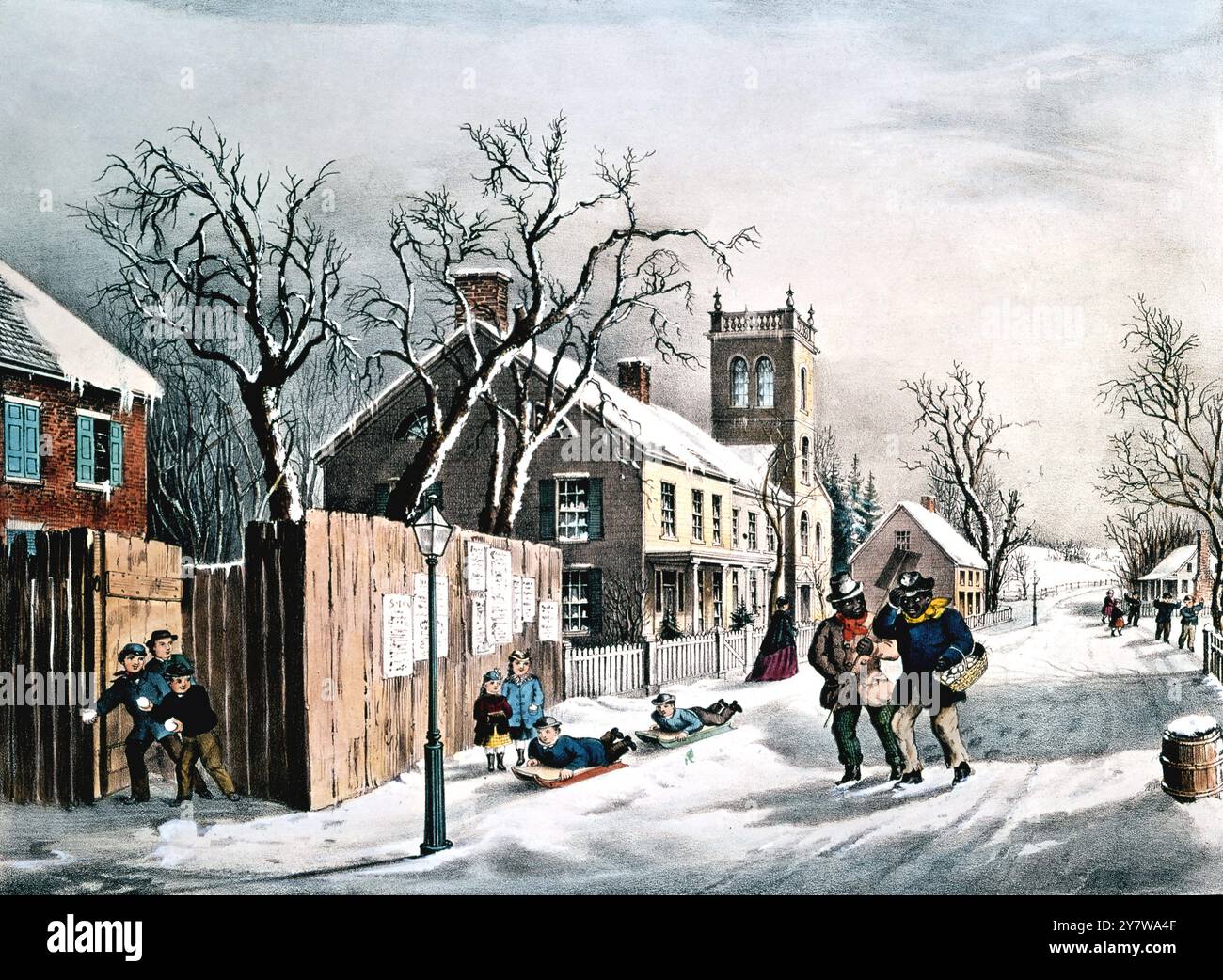 The Ambuscade : Currier and Ives Print . In the Museum of the City , New York , USA Stock Photo ...