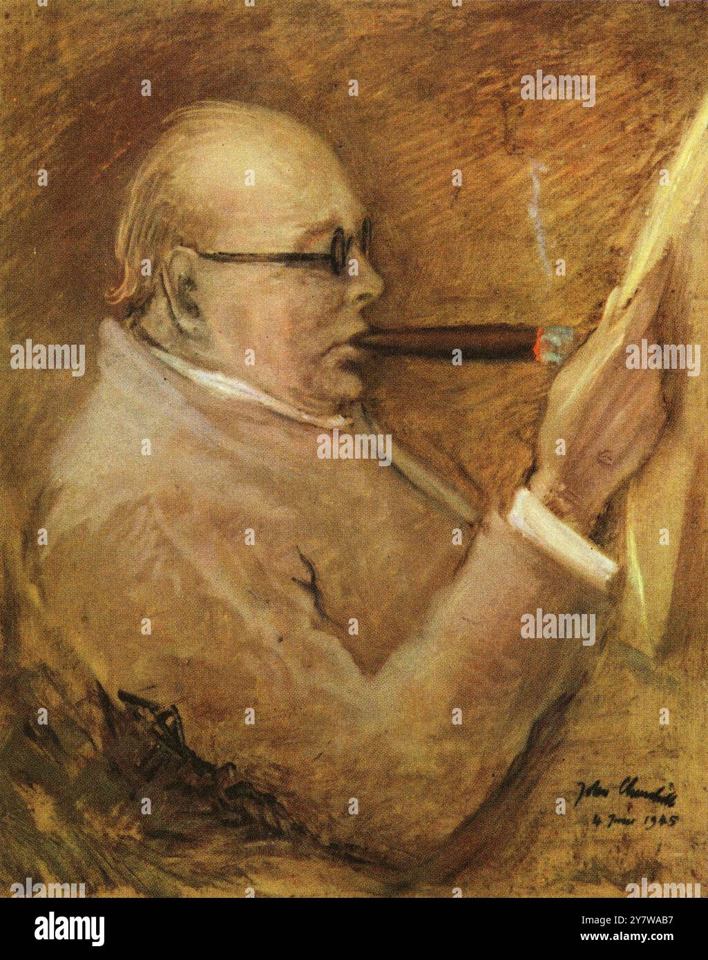 The RT Hon Winston Churchill after broadcasting an election speech June ...