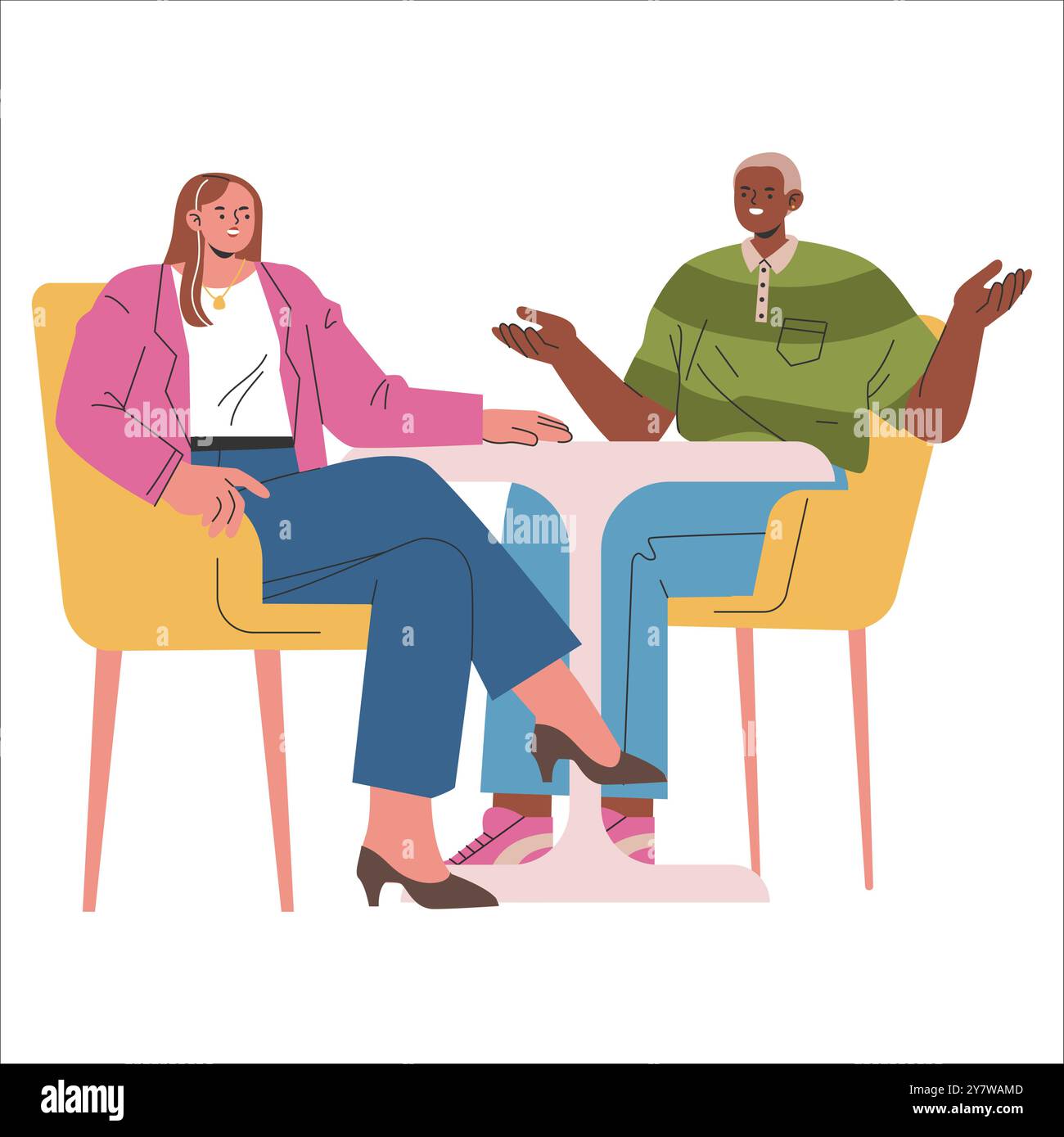 Business discussion concept. Two professionals engage in a ...