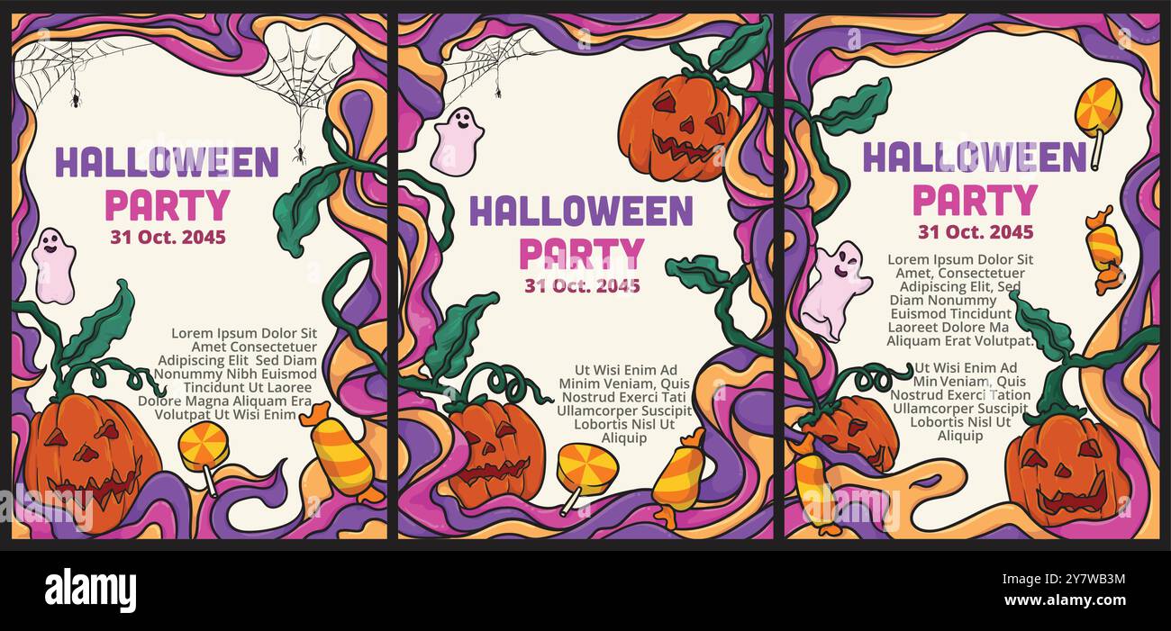 Creepy Monster Halloween Party Banner concept. abstract geometric ...