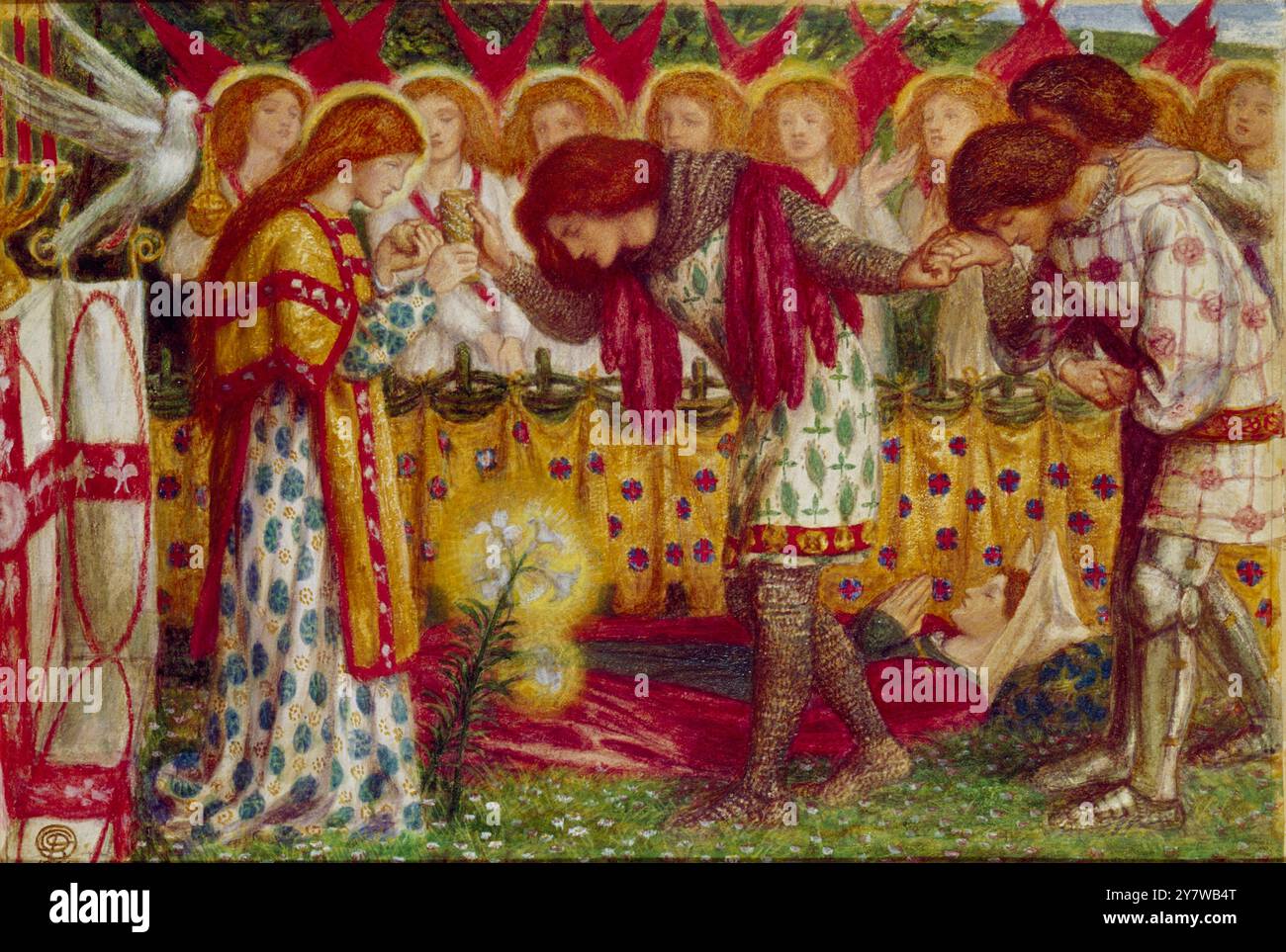 Finding of the Holy Grail - Sir Galahad by Dante Gabriel Rossetti ...