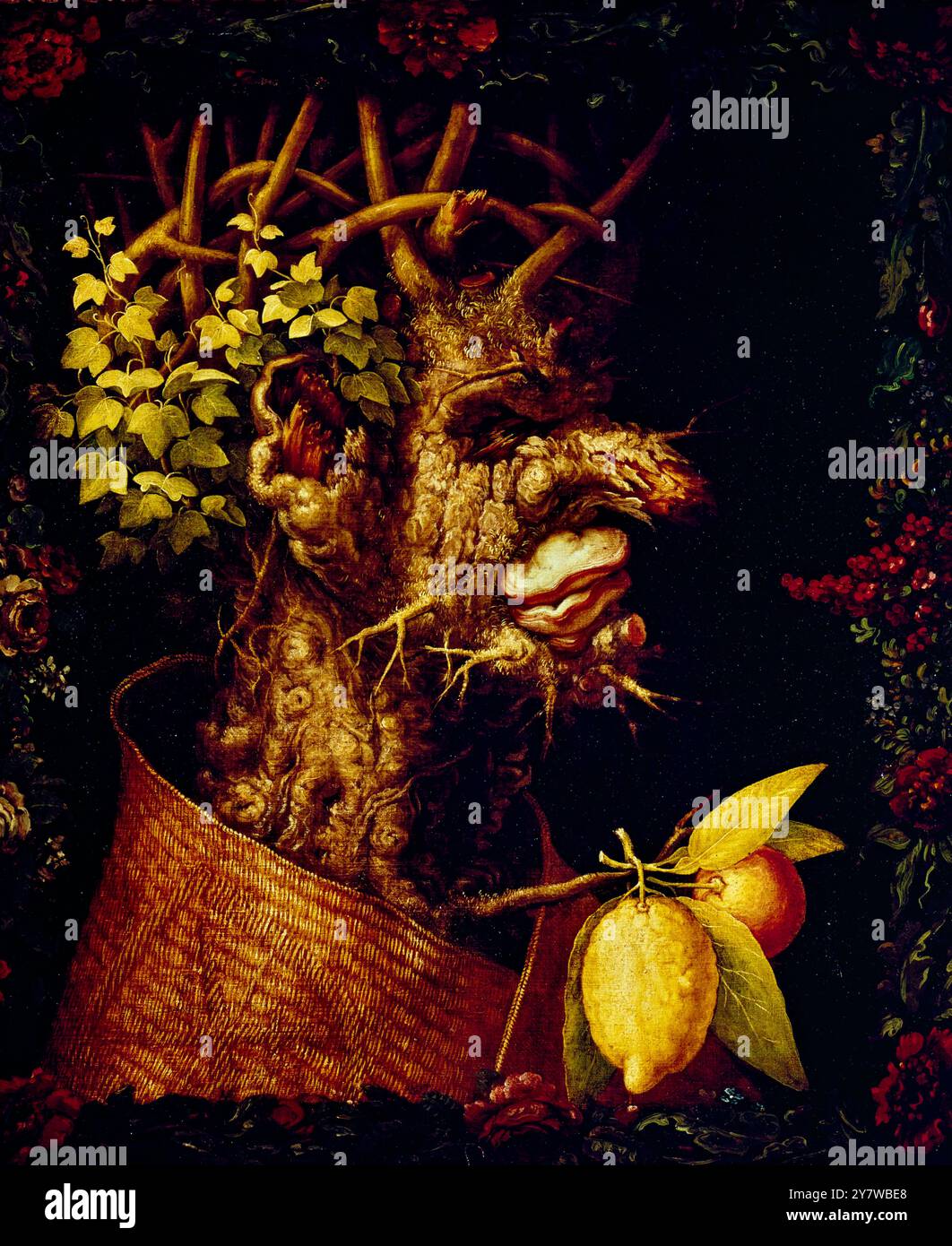 Winter, (oil on canvas) painted in 1573 by Arcimboldo, Giuseppe (1527 ...