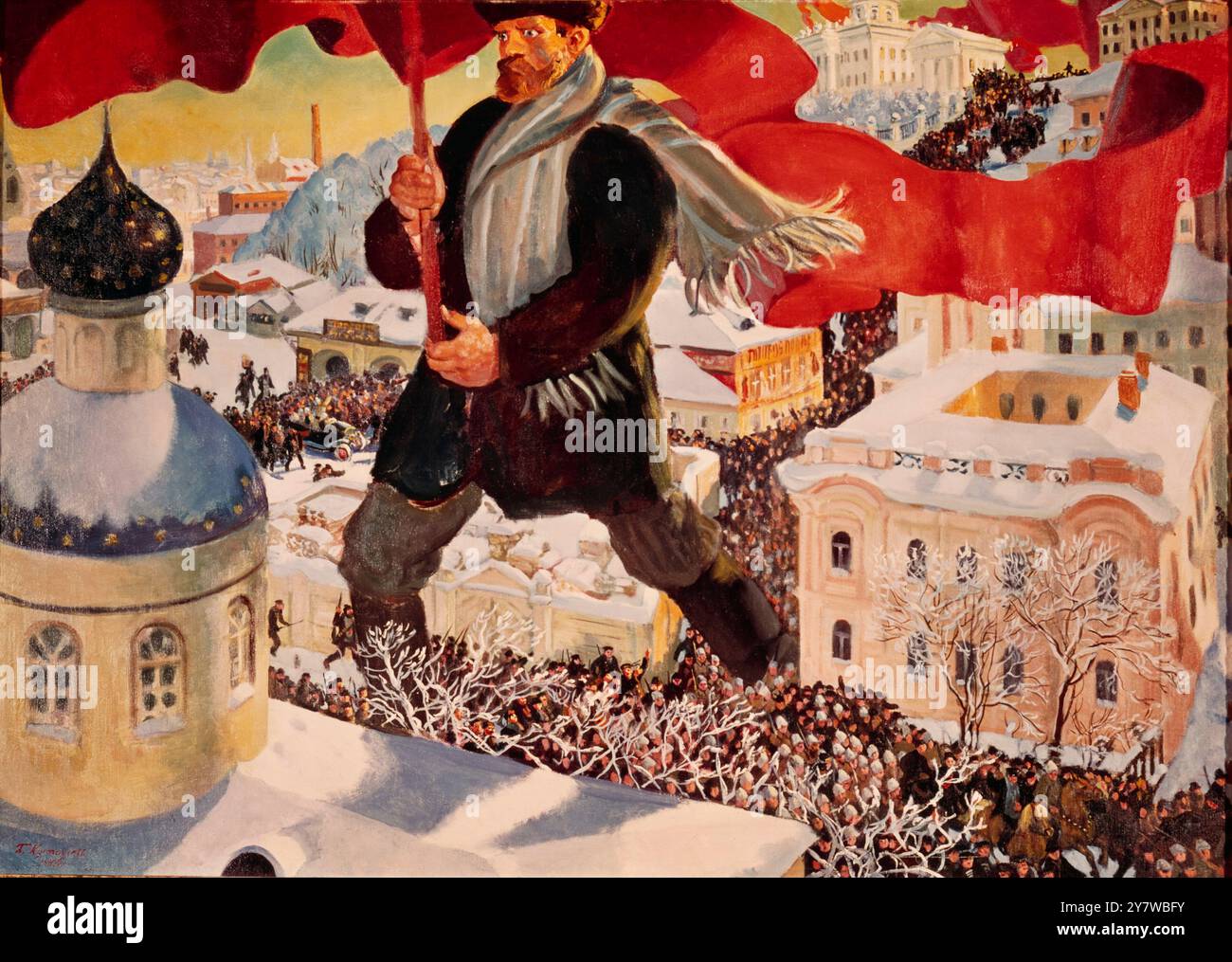 The Bolshevik, 1920 (oil on canvas) Artist Kustodiev, Boris Mihajlovic ...