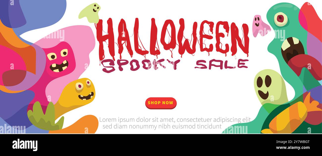 happy halloween banner concept. abstract geometric liquid form. monster ...