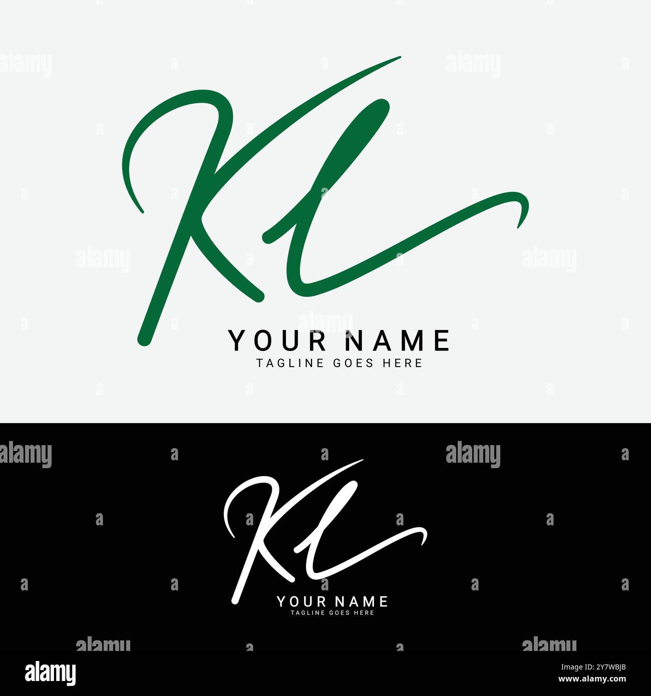 K, L, KL Initial letter logo. Alphabet KL Handwritten Signature logo ...