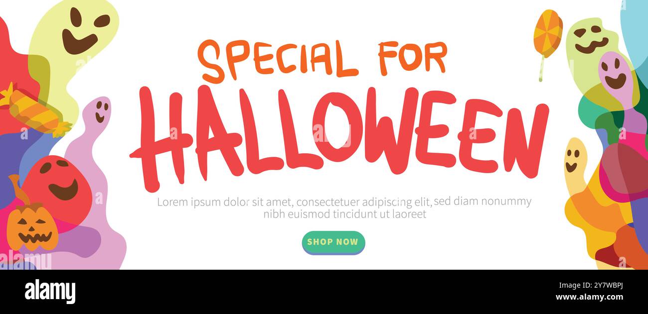 happy halloween banner concept. abstract geometric liquid form. monster ...