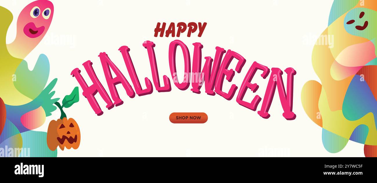 happy halloween banner concept. abstract geometric liquid form. monster ...