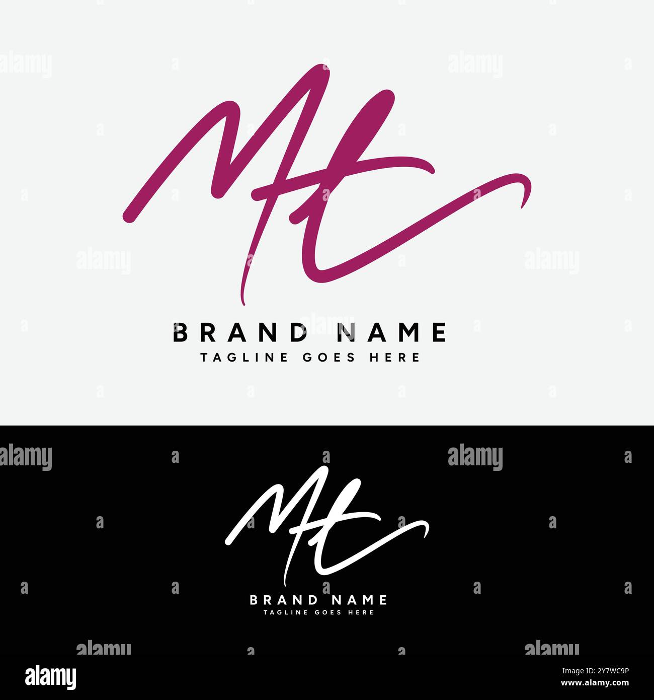 M, T, MT Initial letter logo. Alphabet MT Handwritten Signature logo ...
