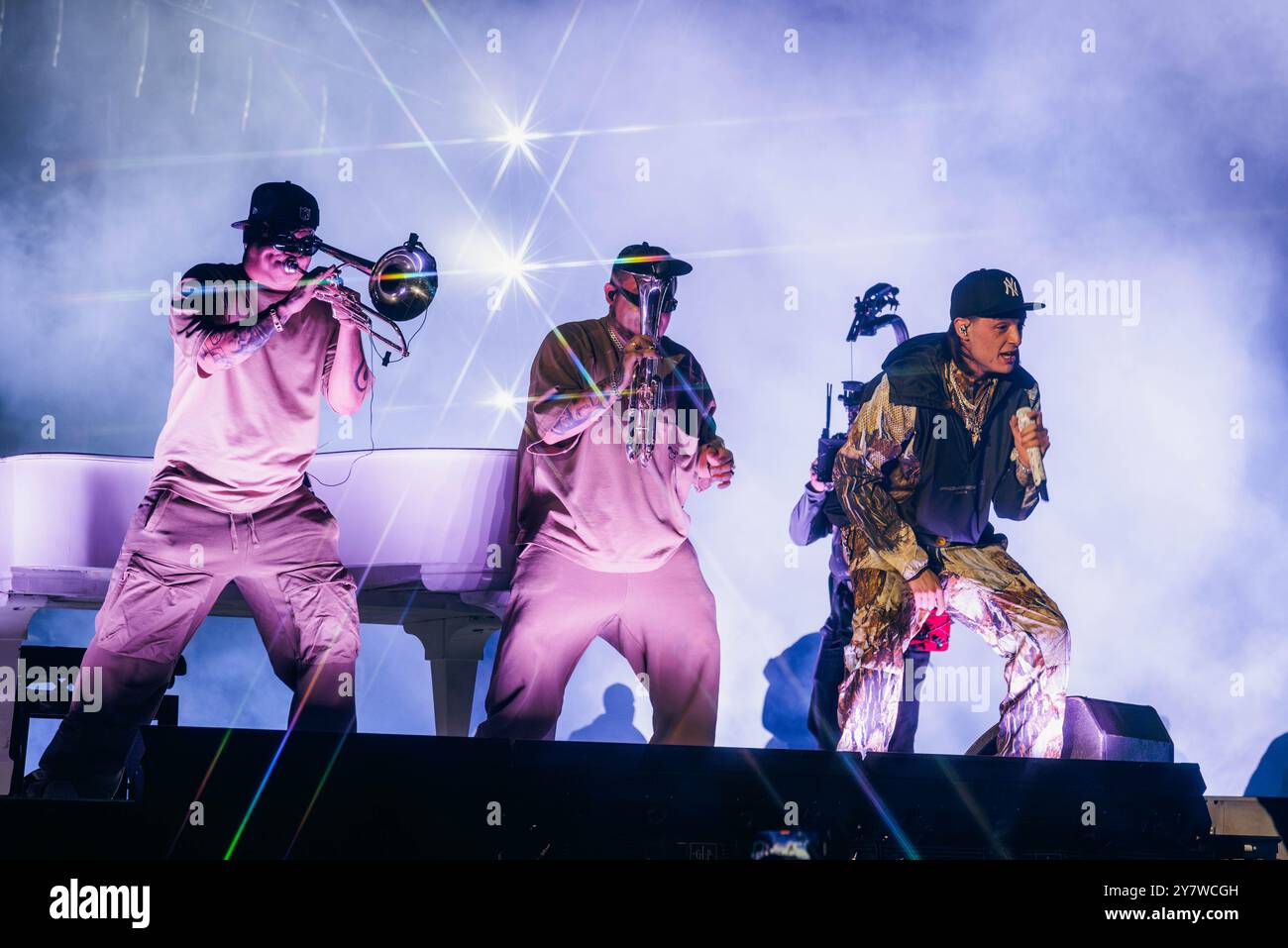 Peso Pluma, or Hassan Emilio Kabande Laija in the stadium at the Mobil ...