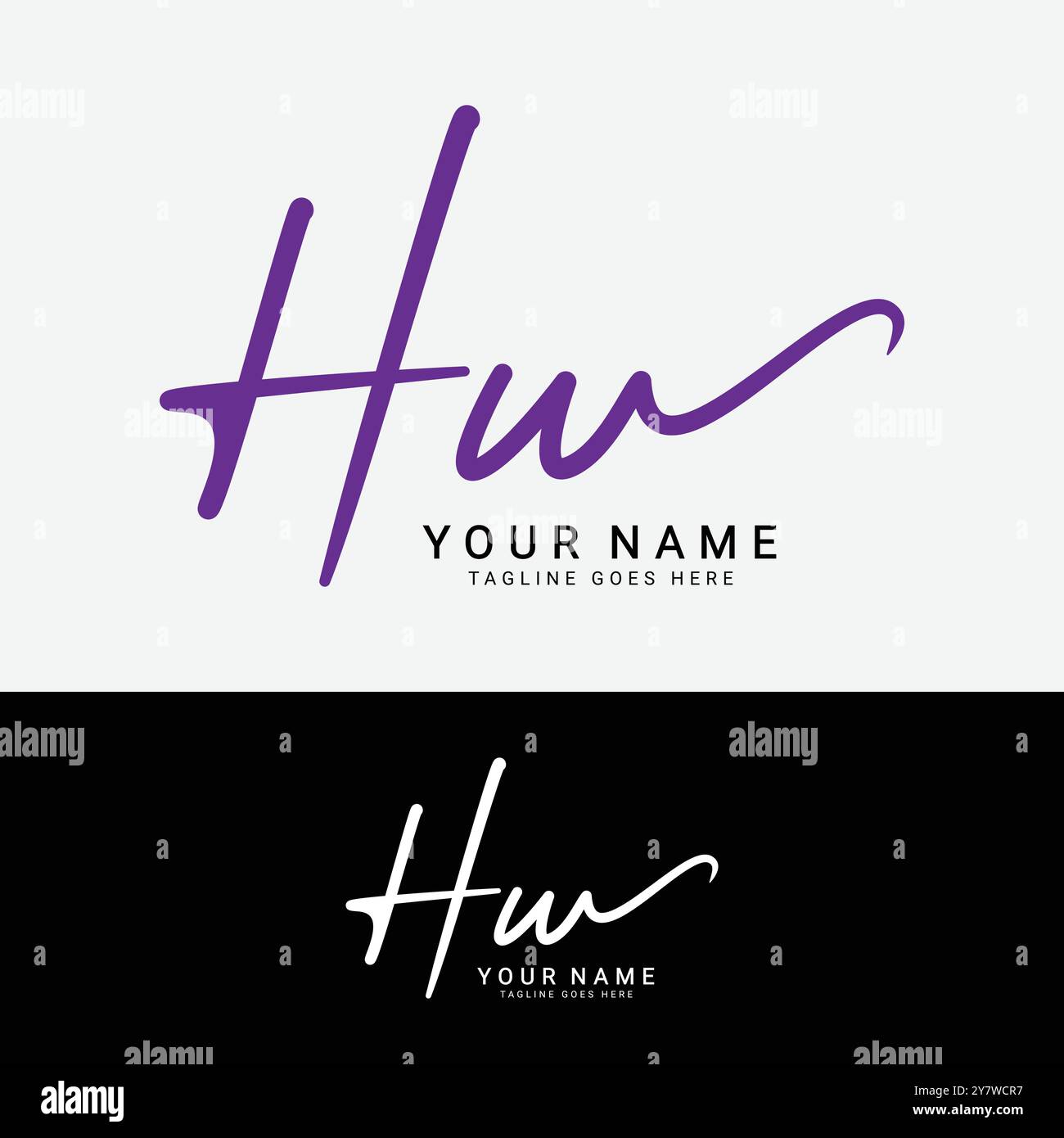 H, W, HW Initial letter logo. Alphabet HW Handwritten Signature logo ...