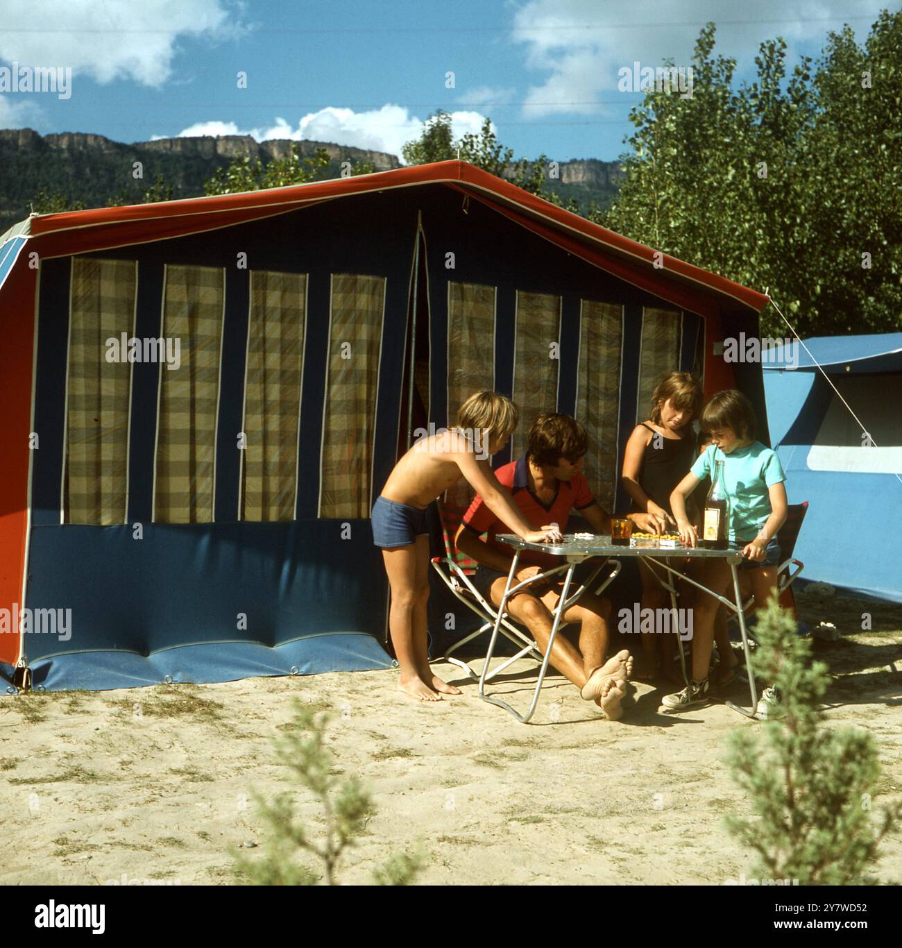 Family on a camping holiday Stock Photo - Alamy