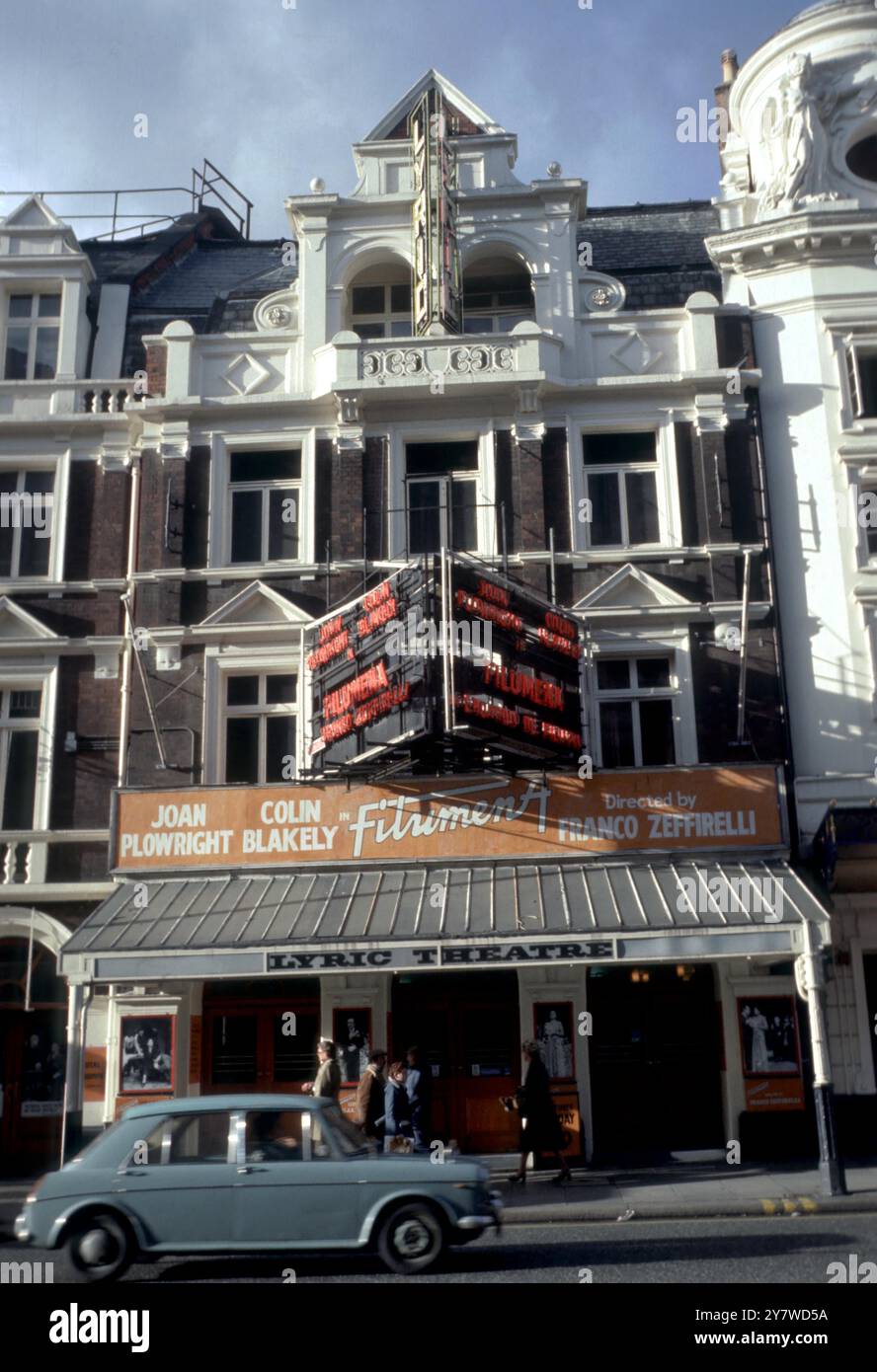 The exterior of the Lyric Theatre in London advertising the play ...