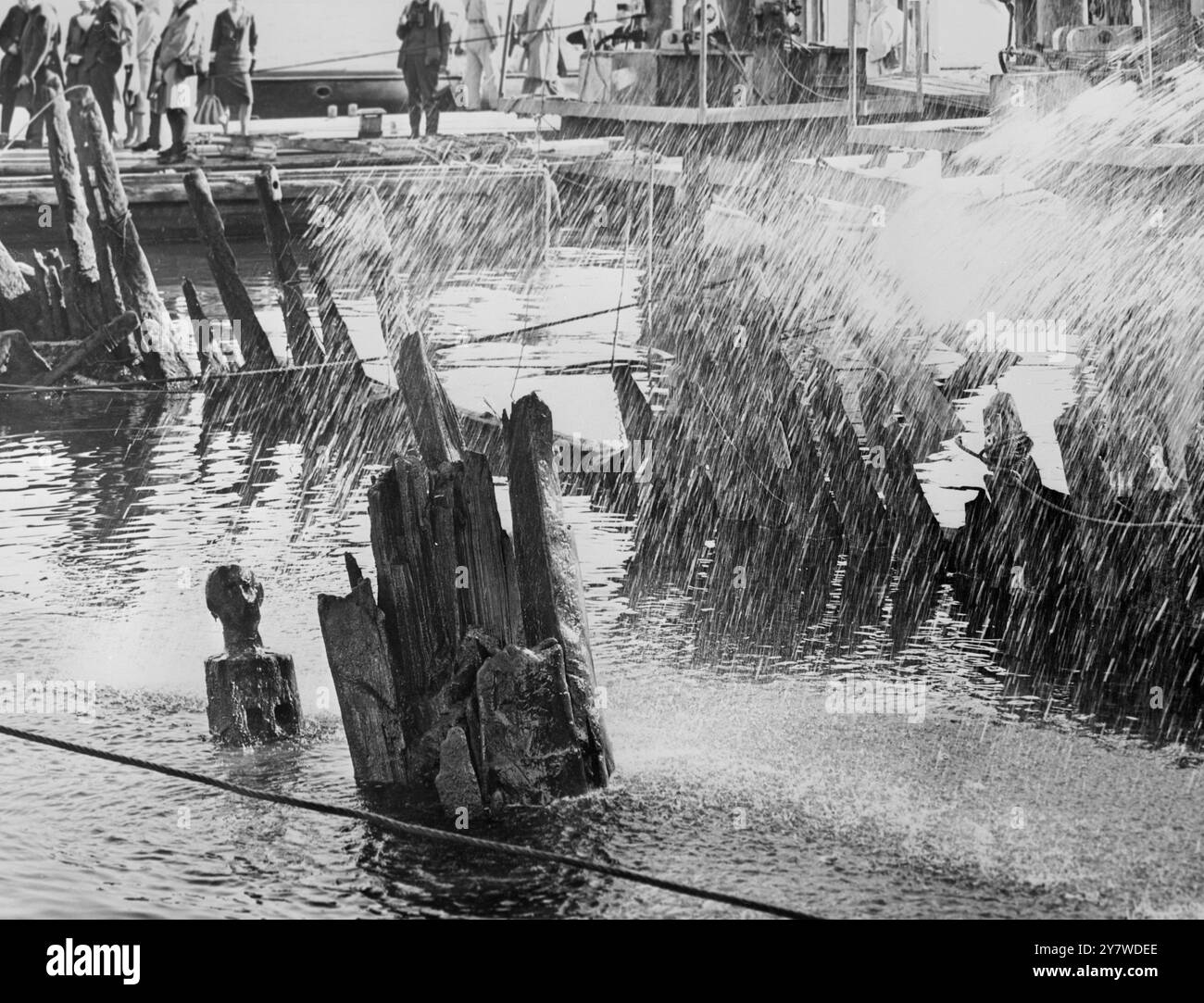 Over 300 years accumulation of mud and slime are removed by water-hoses ...