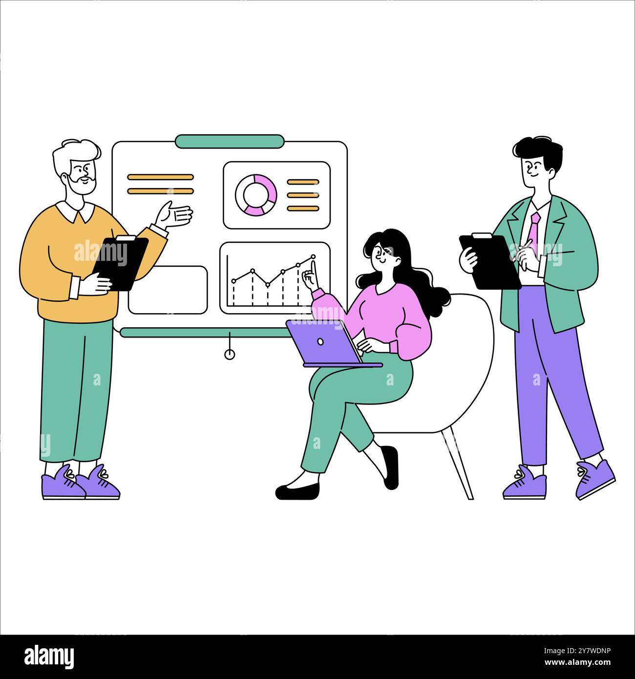 Corporate team analyzing data and project results. Strategic meeting with charts and graphs for ...