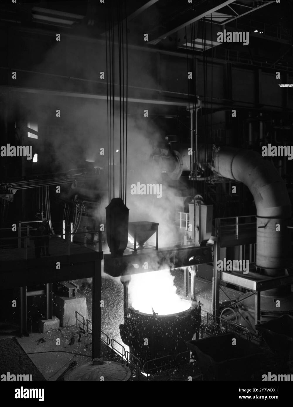 The tapping of alloy steel from one of the one-hundred-ton arc electric ...
