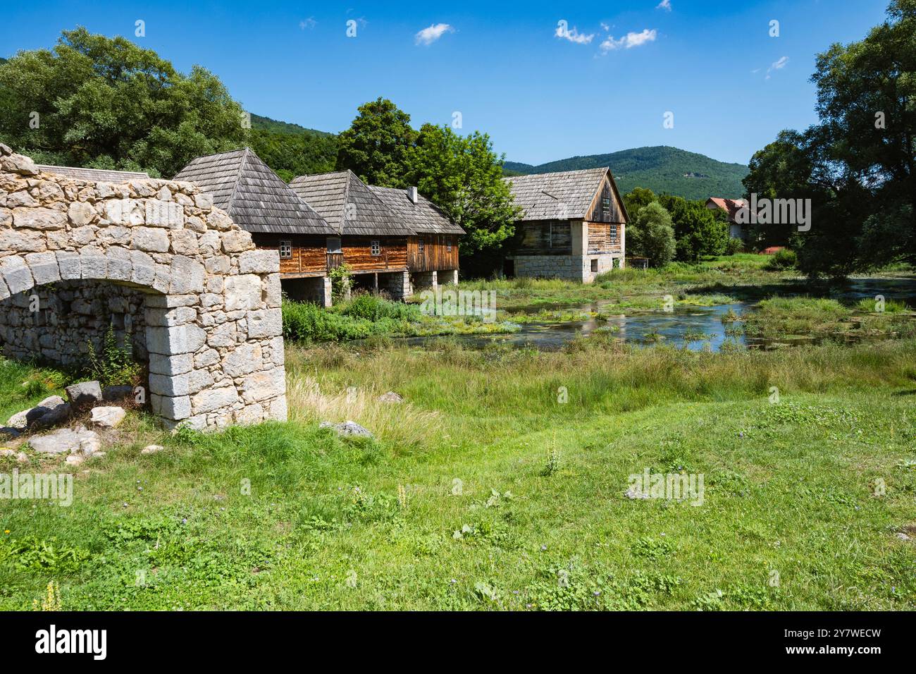 Majerovo Vrilo, beautiful wooden mill houses on the spring of Gacka ...